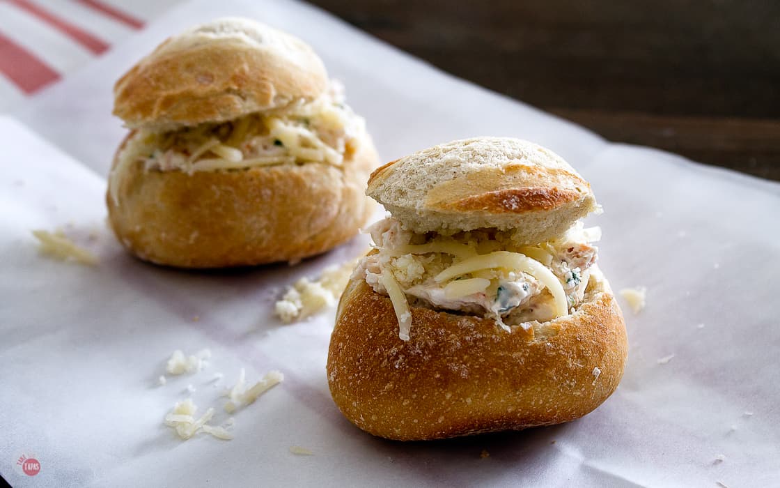 Hot Brown Skillet Dip Recipe - Mini Hot Brown Bread Bowls