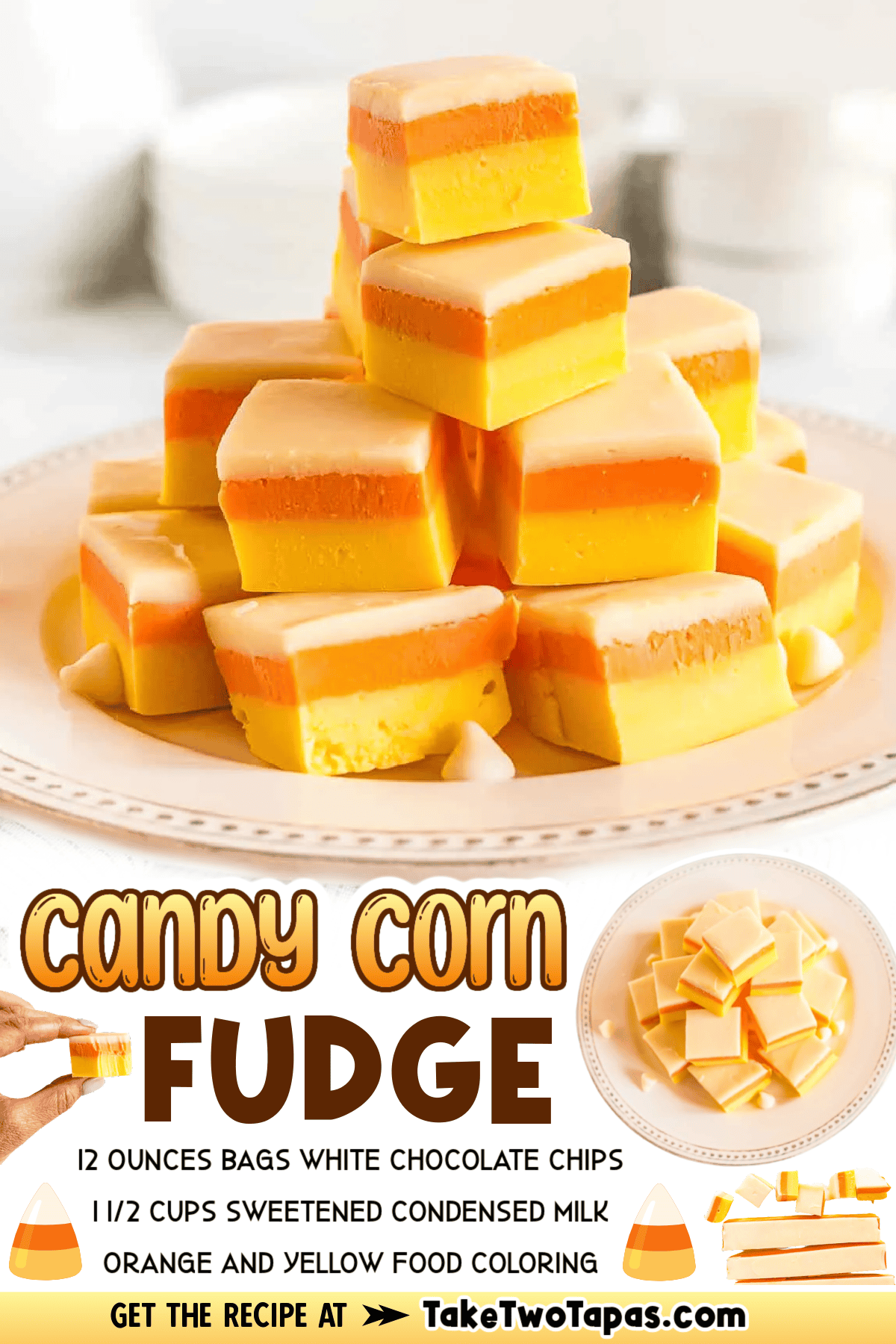 Candy Corn Fudge (Just 3 ingredients!) - Take Two Tapas