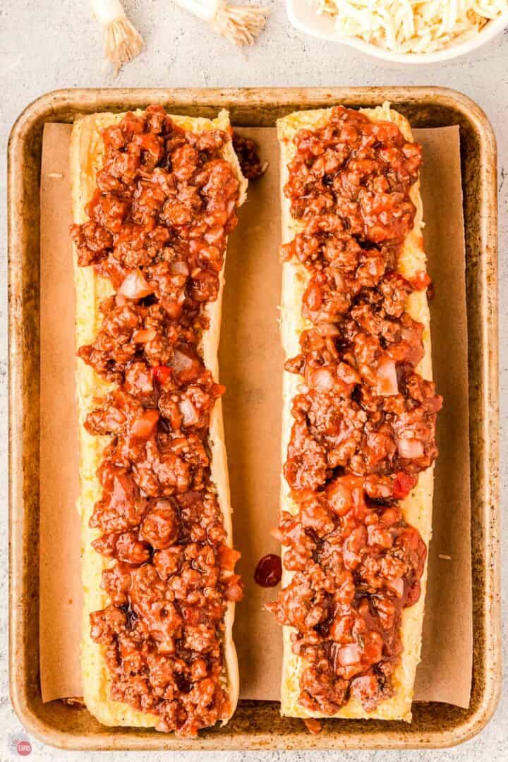 Easy Sloppy Joe Garlic Bread - Take Two Tapas